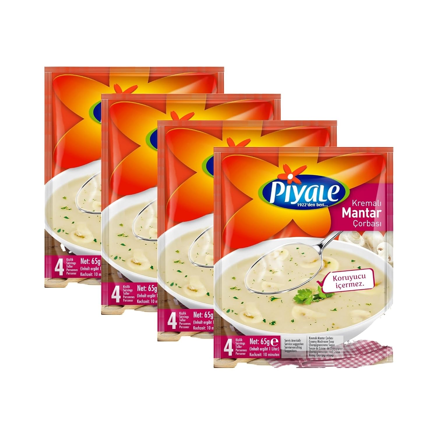 VHD Piyale - Paquete de 4 sopa cremosa instantánea de hongos – Kremal ...